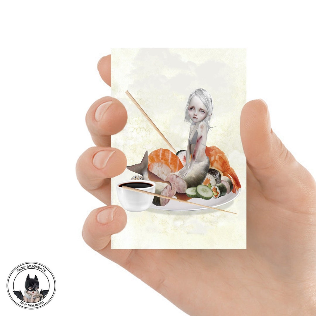 Mermaid Sushi Art ACEO Print Quirky Art - Etsy