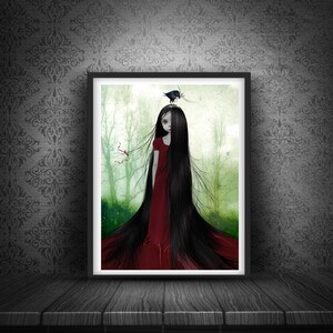 Rapunzel Gothic Fairytale Art Print, Creepy Cute Dark Fantasy Decor ...