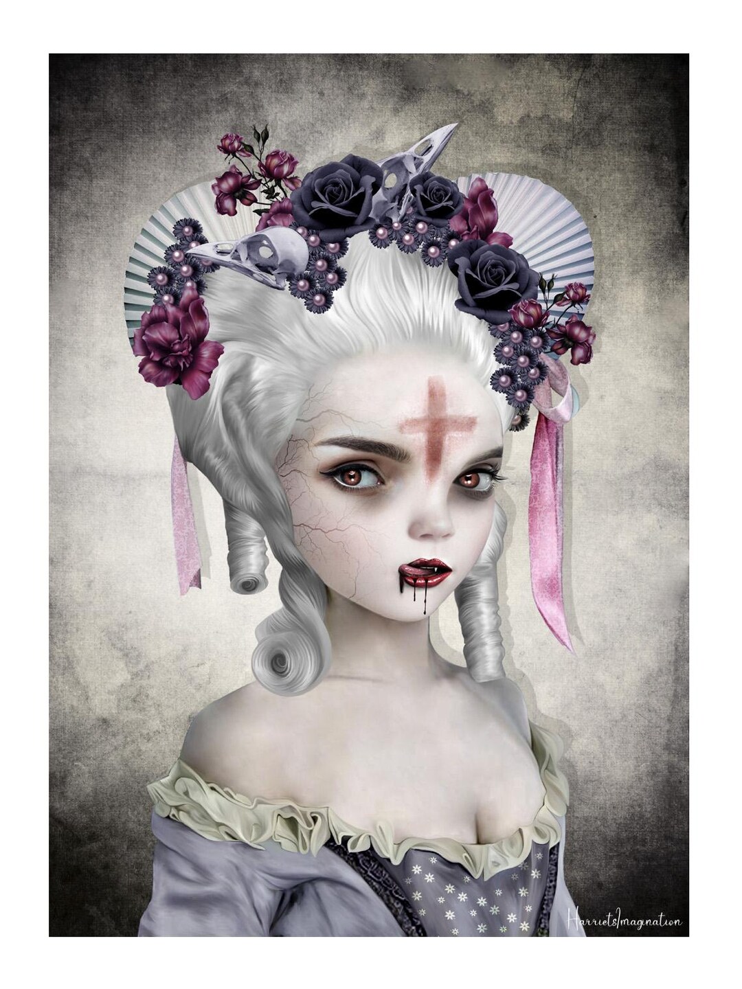 Rococo Vampire Portrait Art Print Gothic Wall Décor for Home - Etsy