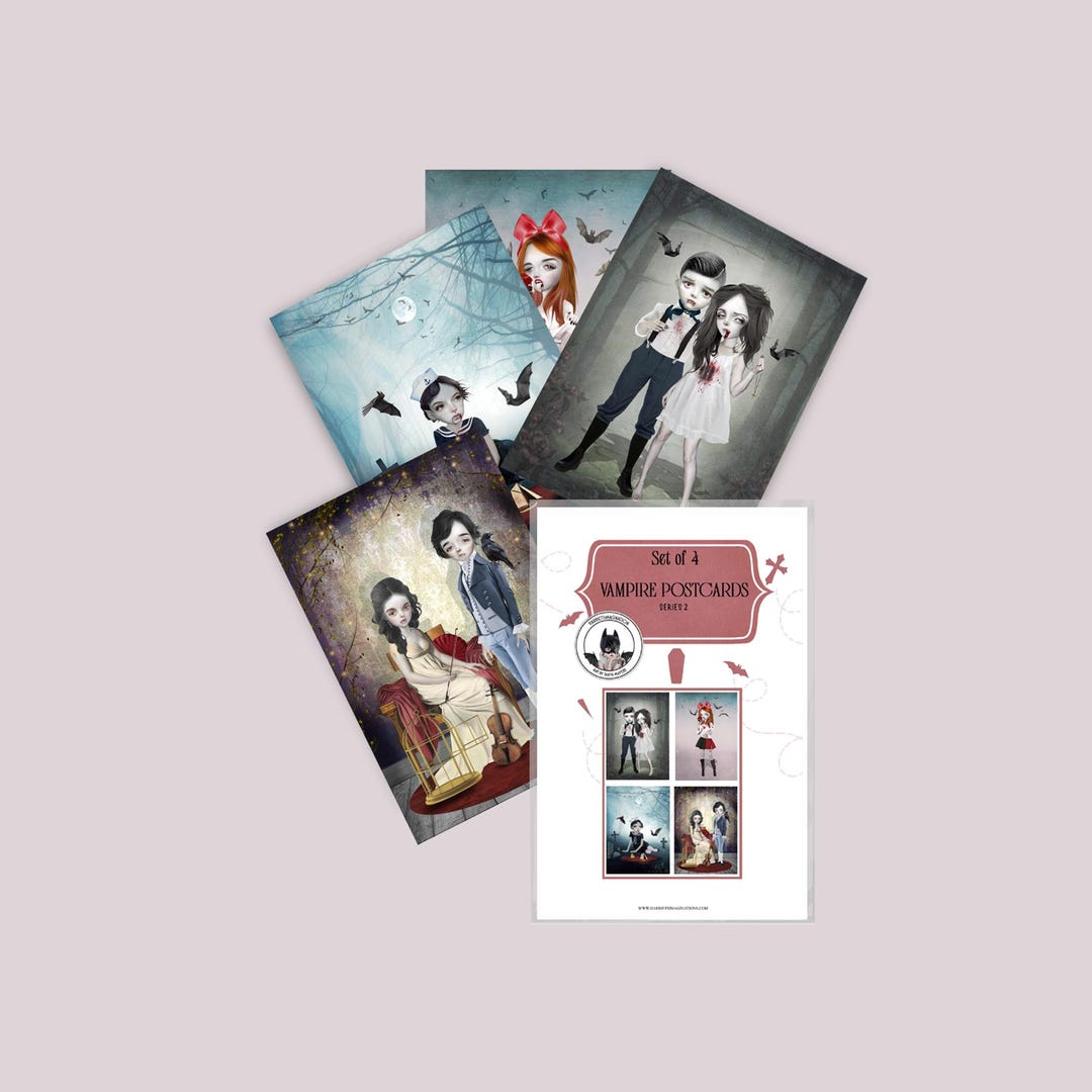 Vampire Art Postcard Set | 4 X Macabre Art Postcards - Etsy