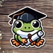 Cute Frog Graduate Die-cut Sticker, Hydro Flask Sticker, Lap Top ...