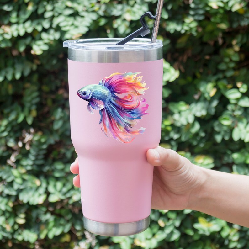 Die-cut Rainbow Betta Fish Sticker, Hydro Flask Sticker, Betta Lover ...