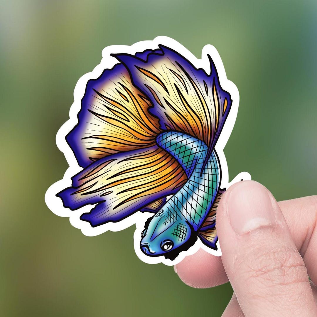 Blue Yellow Mustard Gas Betta Fish Die-cut Sticker, Betta Lover, Hydro ...