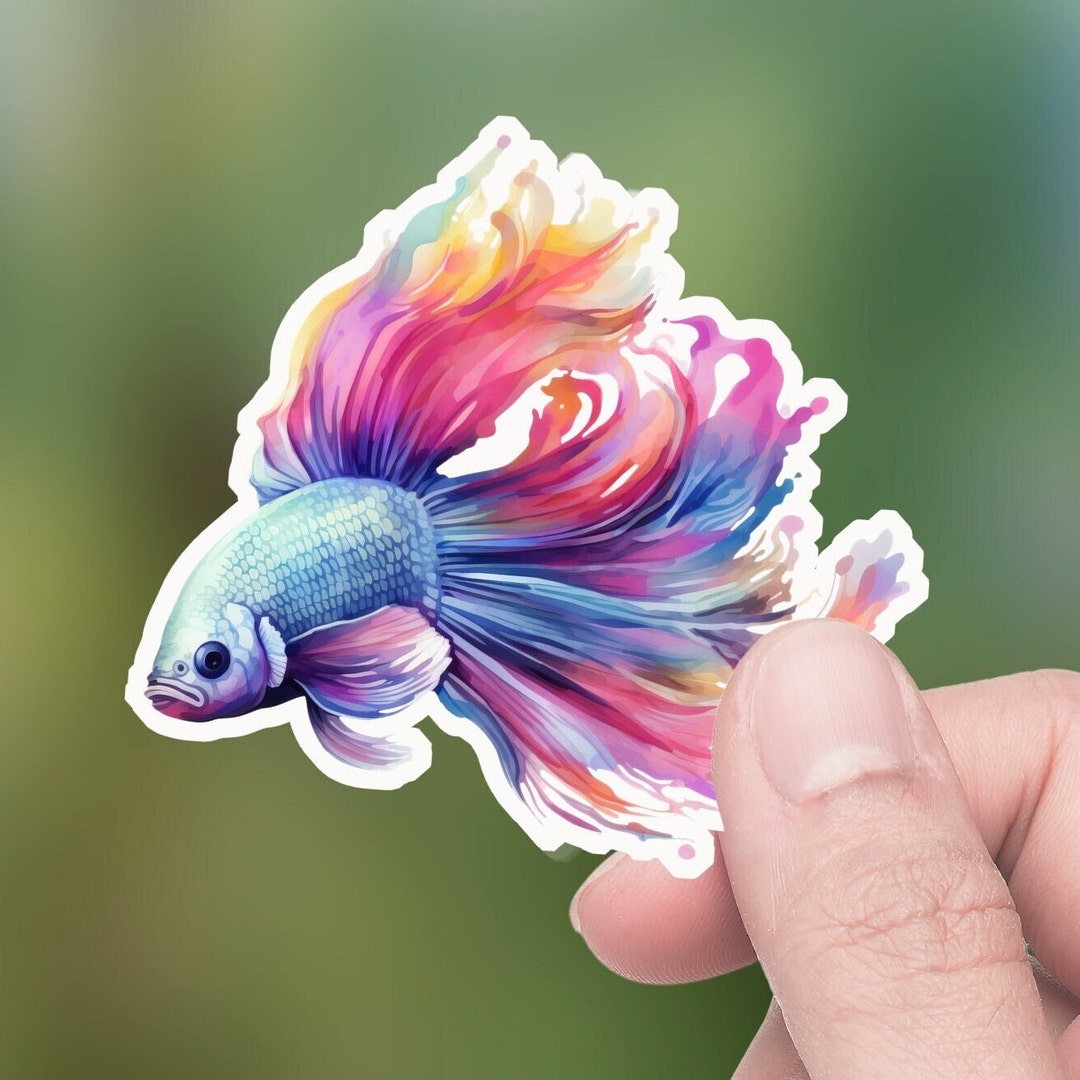 Die-cut Rainbow Betta Fish Sticker, Hydro Flask Sticker, Betta Lover ...