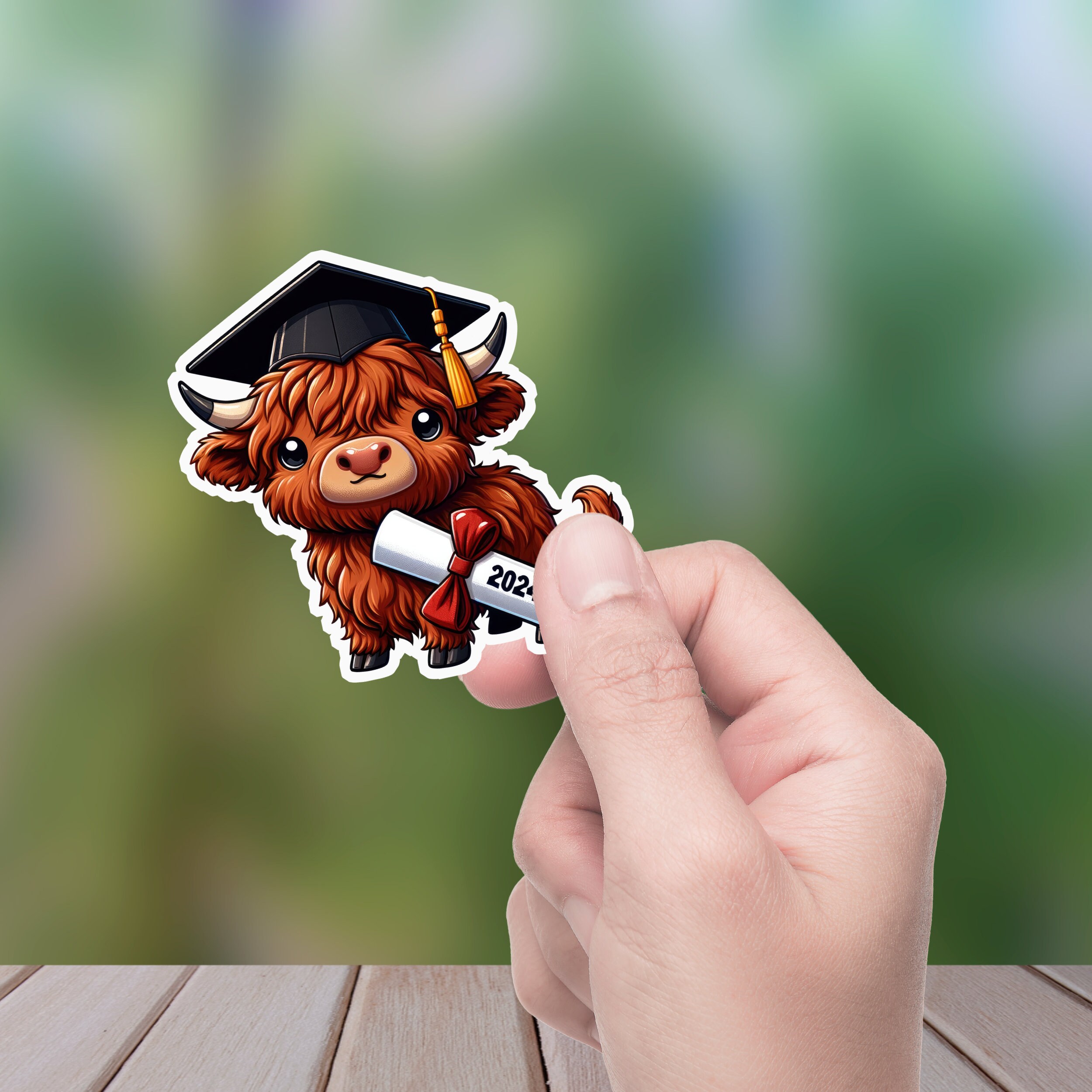 Highland Cow Graduate 2024 Die-cut Sticker, Hydro Flask Sticker ...