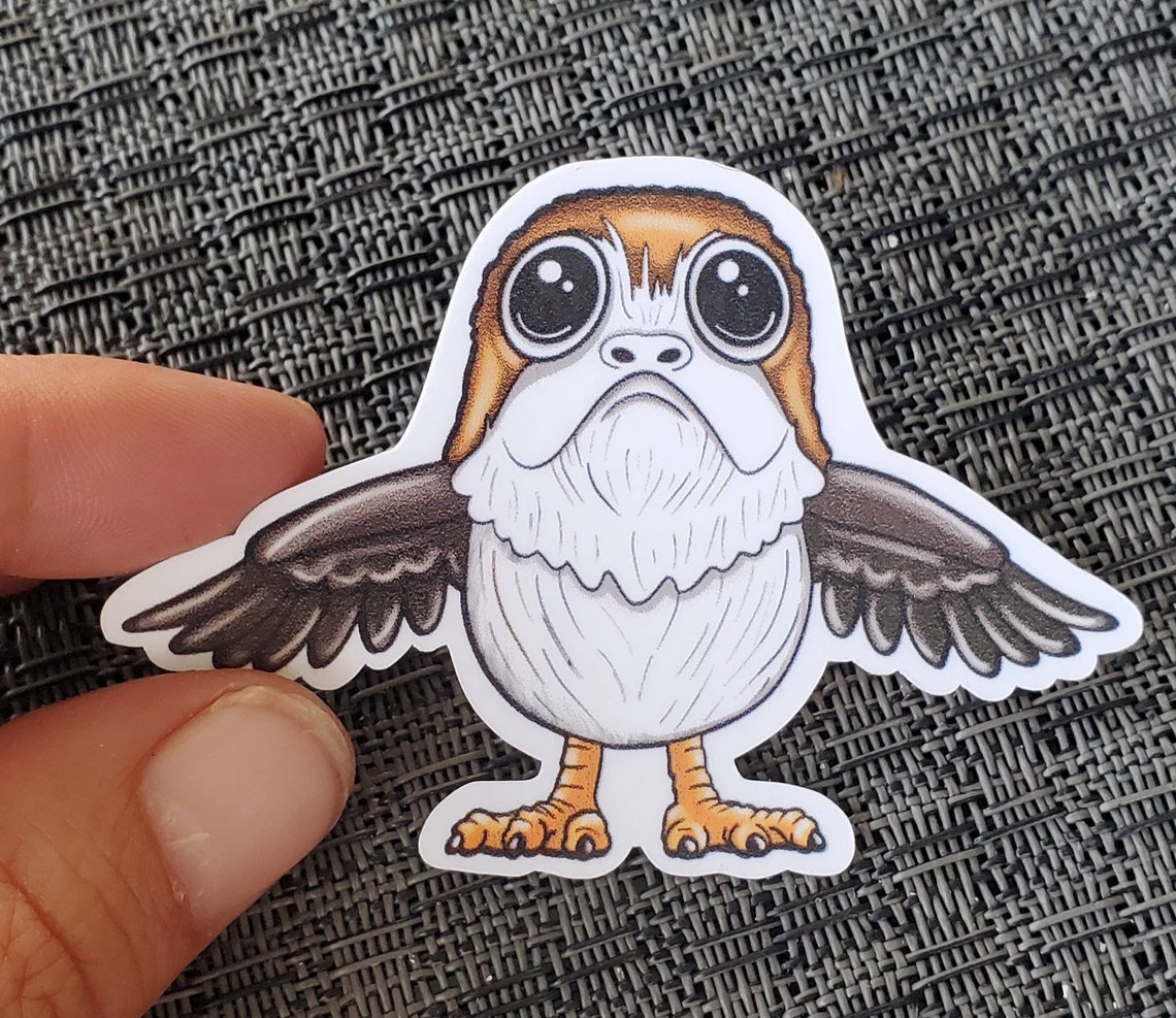 Flying Porg Laminated Sticker Waterproof - Etsy
