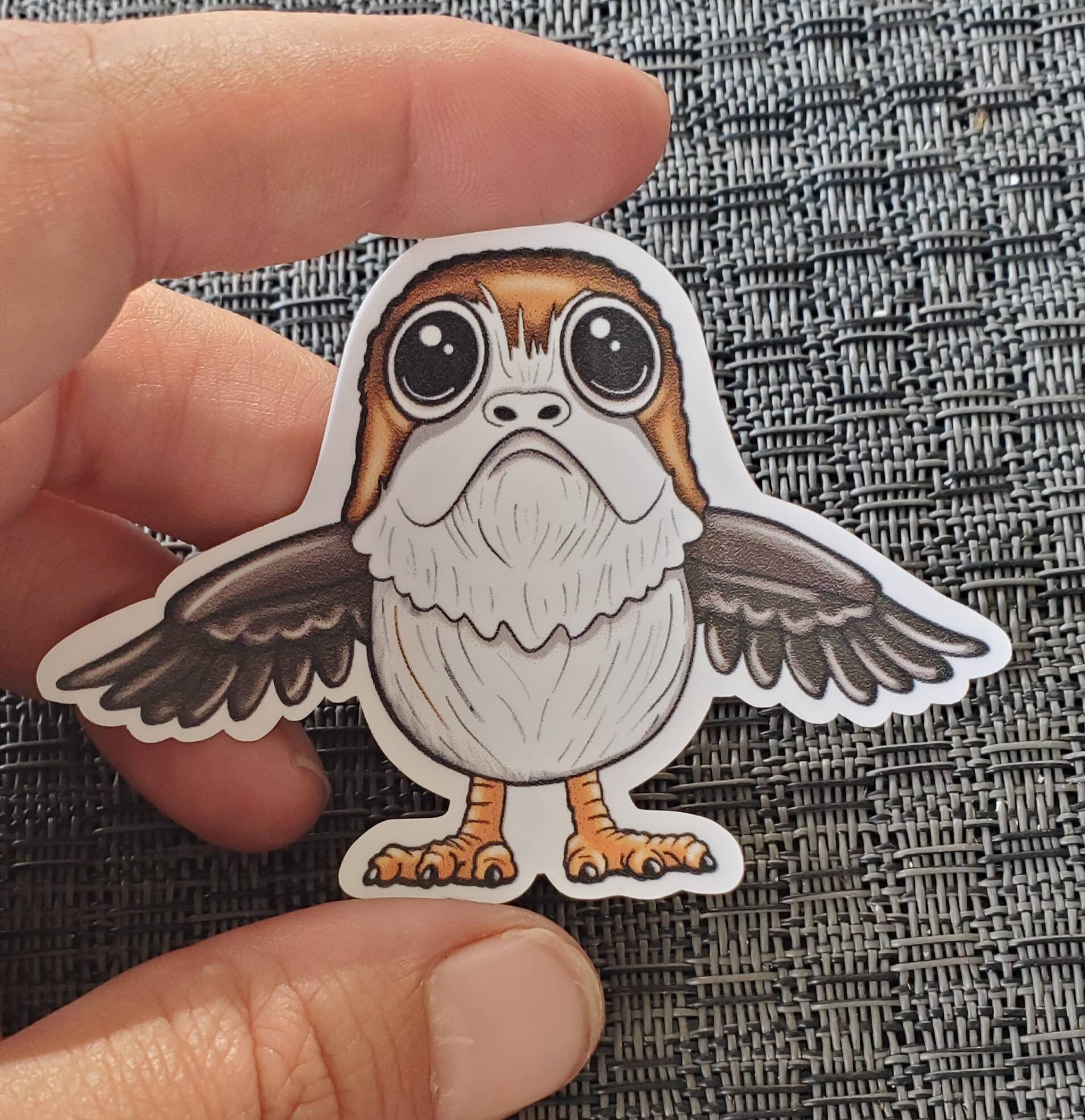 Flying Porg Laminated Sticker Waterproof | Etsy