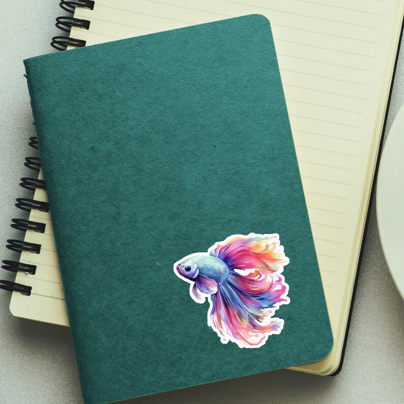 Die-cut Rainbow Betta Fish Sticker, Hydro Flask Sticker, Betta Lover ...
