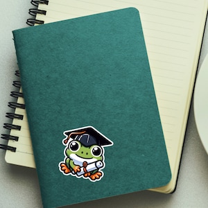 Cute Frog Graduate Die-cut Sticker, Hydro Flask Sticker, Lap Top ...