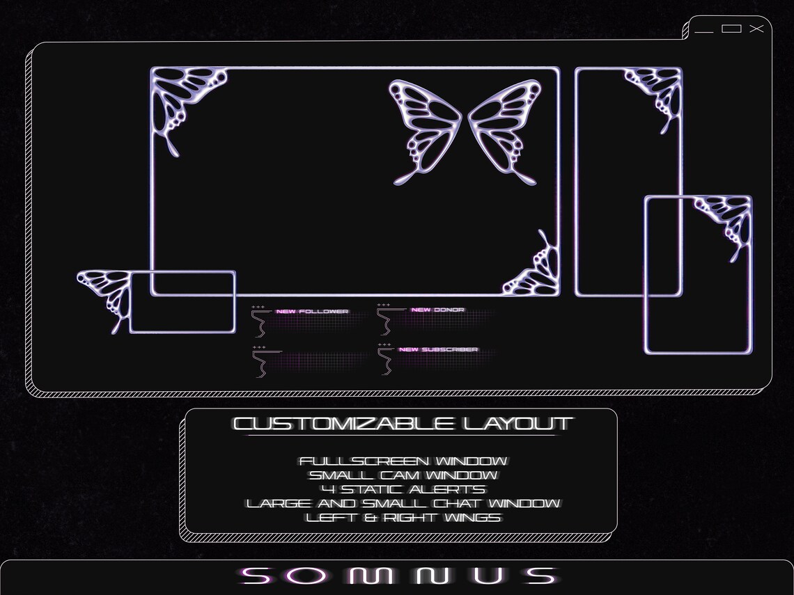 Twitch Stream Overlay - BFY2K (PINK) / Stream Overlay / Butterfly ...