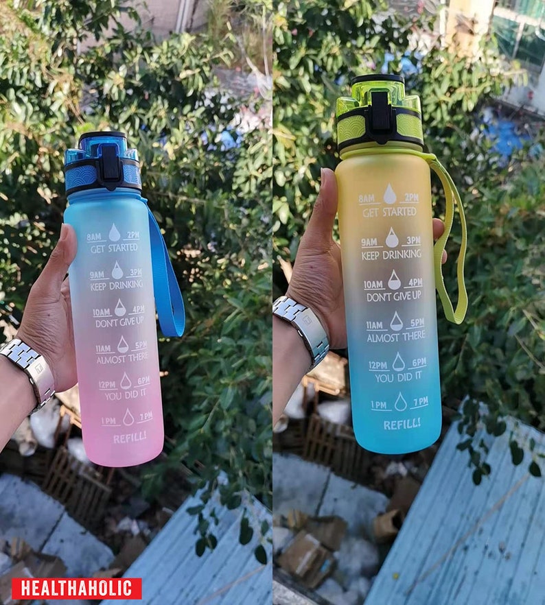 Time Marker Motivational Sport Water Bottle Leakproof 1L Sports Water ...