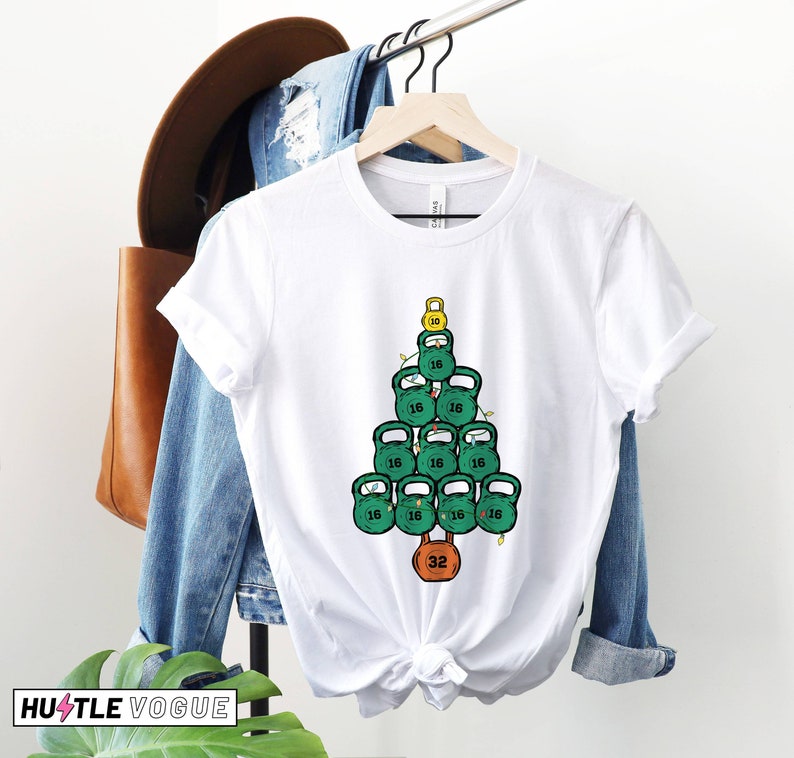 Kettlebell Christmas Tree Funny Christmas Workout Tank Funny Holiday ...