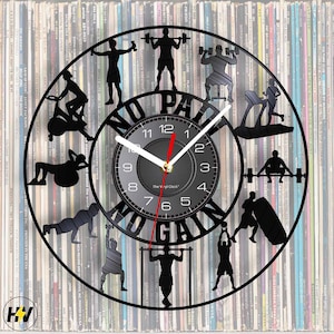 Bodybuilding Clock - Gym Sign Wall Clock, Weightlifting Clock, Gym ...