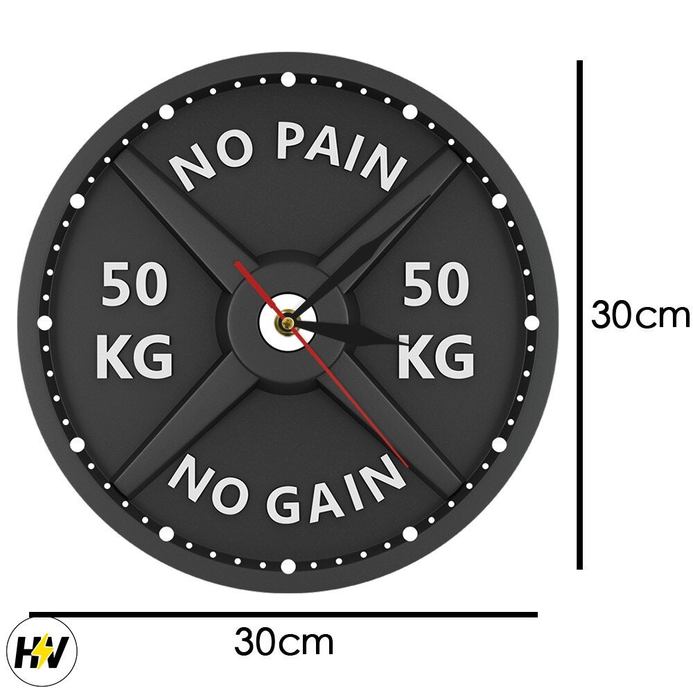 Gym Clock - No Pain No Gain Clock - Perfect for Gym Wall, Gym Wall ...