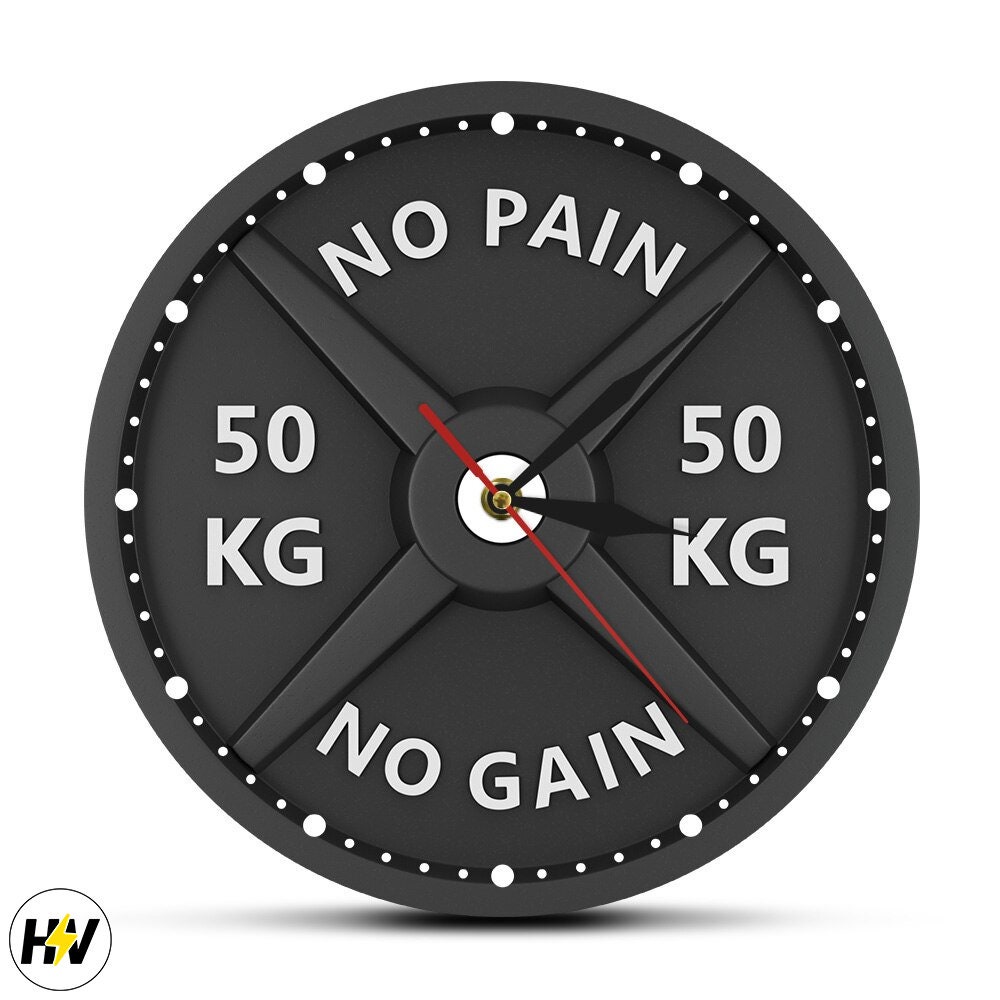 Gym Clock - No Pain No Gain Clock - Perfect for Gym Wall, Gym Wall ...