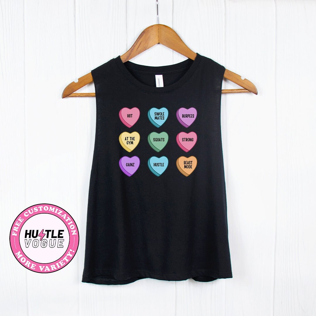 Funny Fitness Conversation Heart Tanks - Funny Valentines Day Workout ...