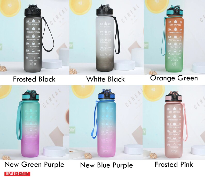 Time Marker Motivational Sport Water Bottle Leakproof 1L Sports Water ...