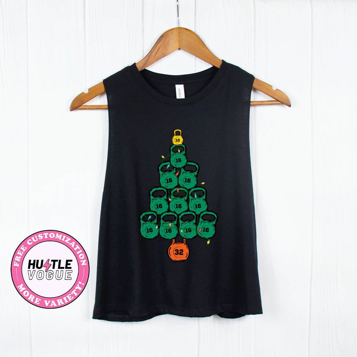 Kettlebell Christmas Tree Funny Christmas Workout Tank Funny Holiday ...