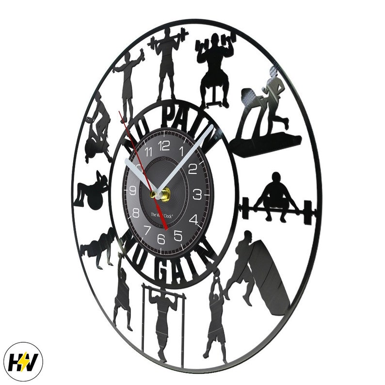 Bodybuilding Clock - Gym Sign Wall Clock, Weightlifting Clock, Gym ...