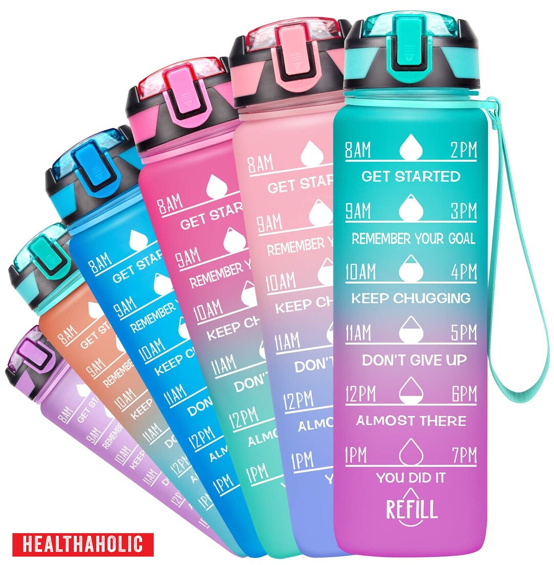 Time Marker Motivational Sport Water Bottle Leakproof 1L Sports Water ...