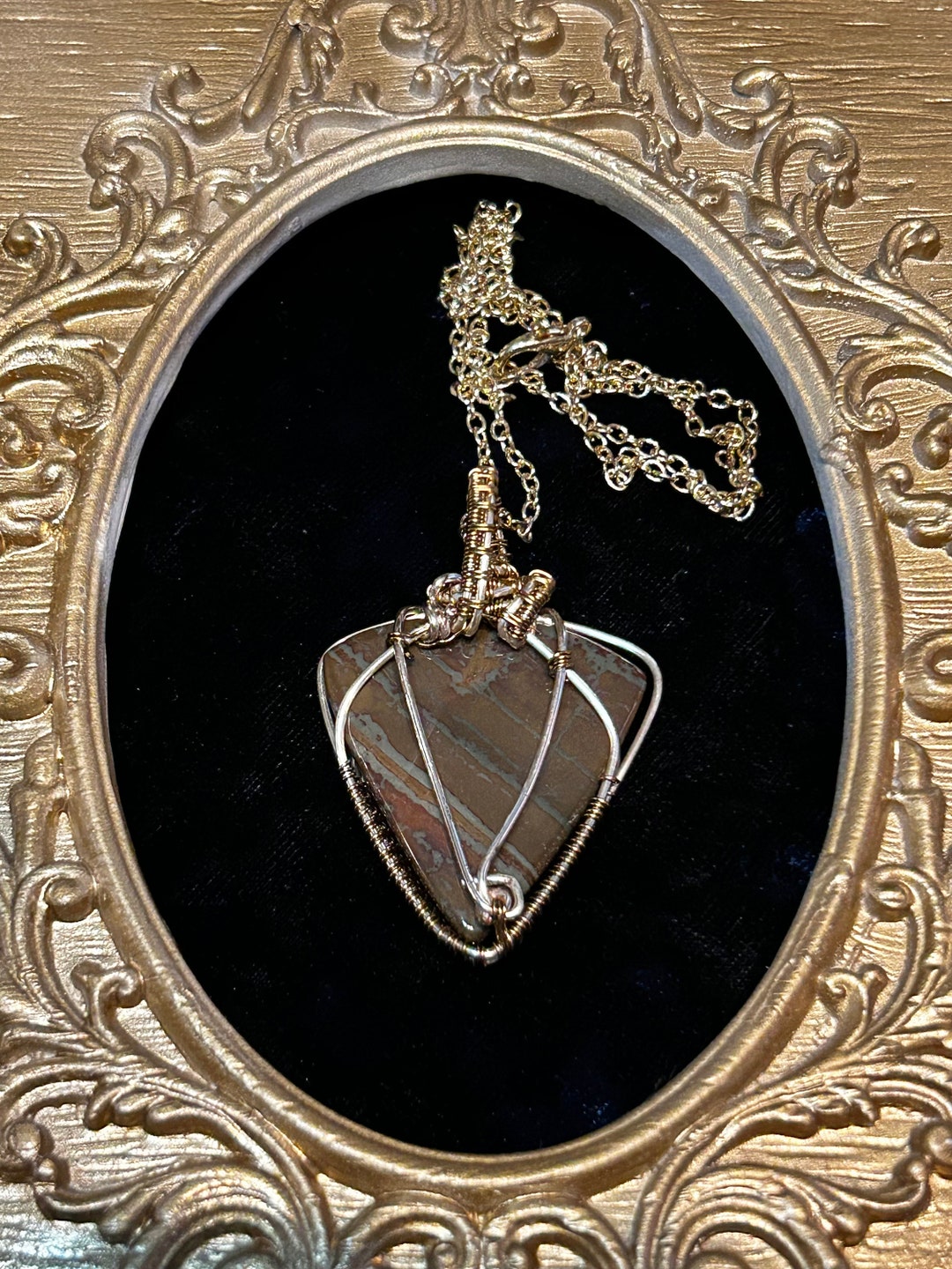 Triangle Wire Wrapped Stone Pendant - Etsy