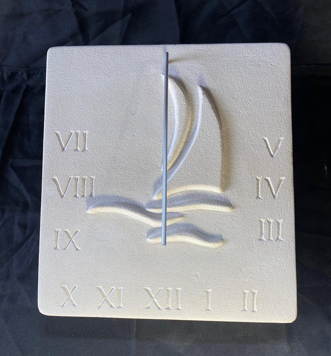 Handmade Stone Sailboat Sundial Sun Clock Meridian Garden Decoration - Etsy
