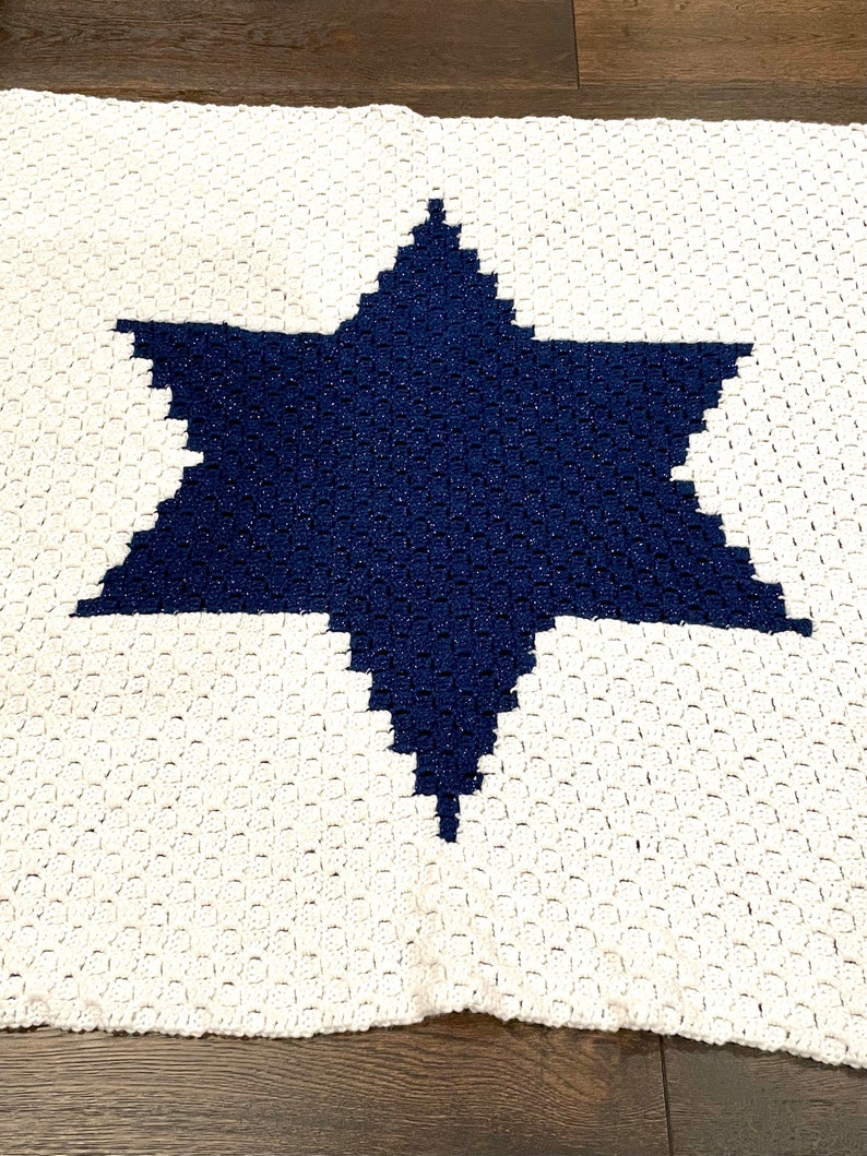 Star of David Corner to Corner Crochet Blanket Pattern, Jewish Star ...
