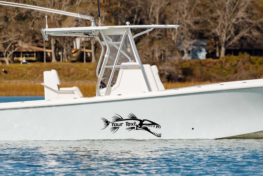 Fish Skull Boat Decals Compatible With Seavee Boat Custom Name Skeleton ...
