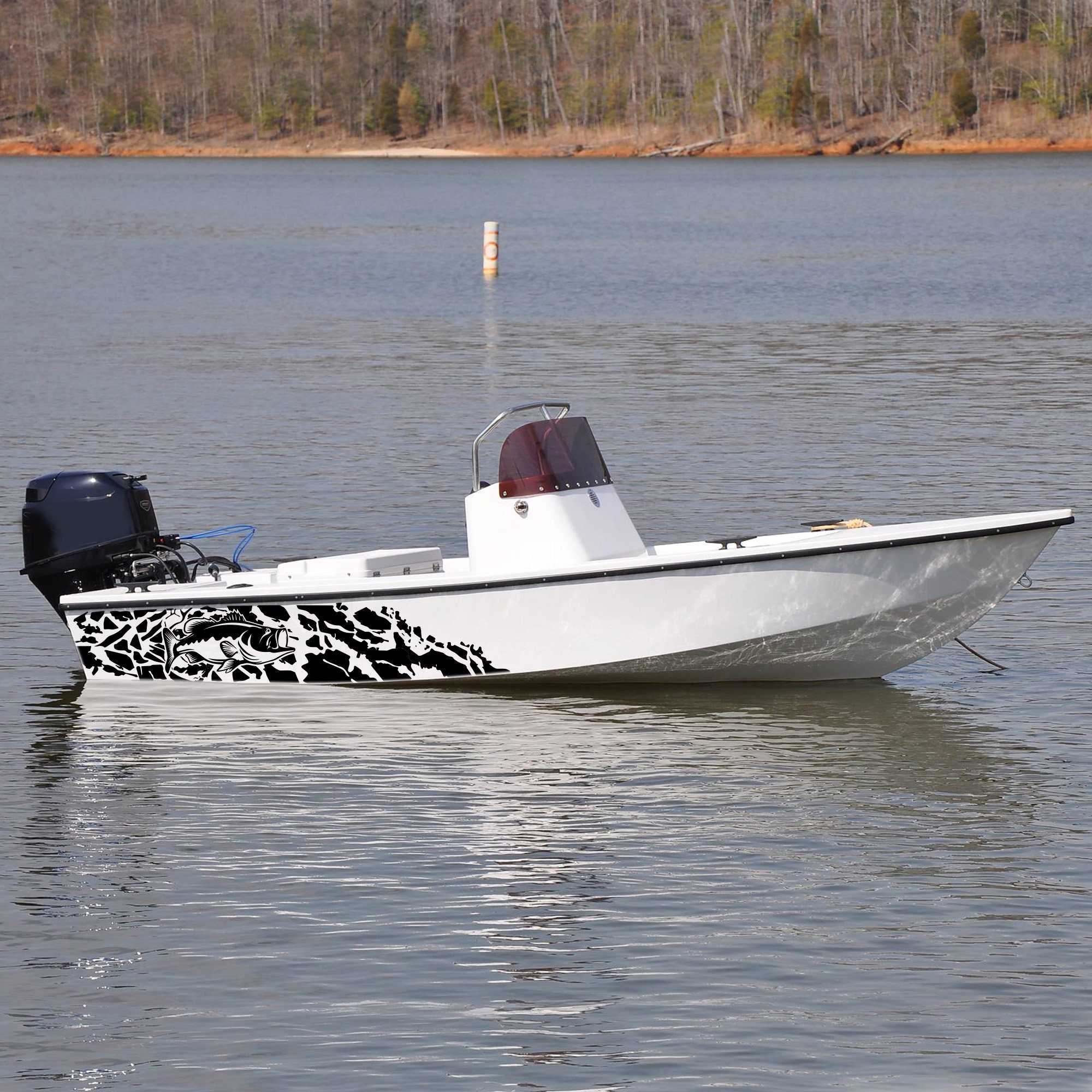 Large Mouth Bass Graphic Boat Sticker Compatible With Skiff Boat ...