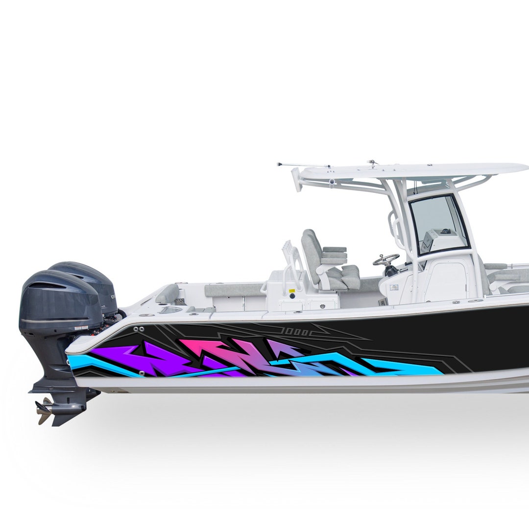 Marine Wrap Boat Decal Compatible With Center Console Boat Sticker ...