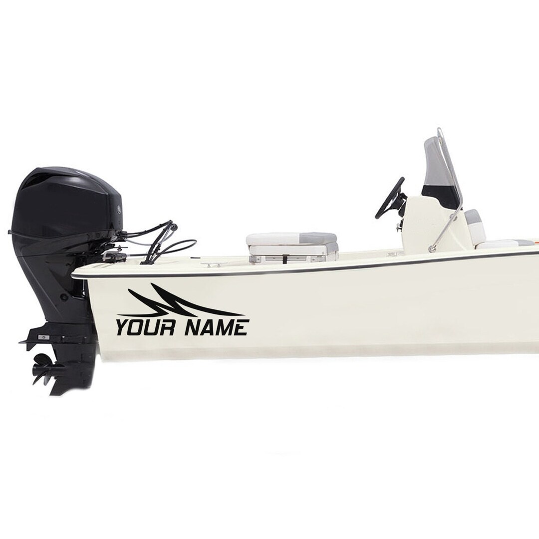 Wavy Custom Name Decal Compatible With Skiff Boat Sticker Vinyl Name ...