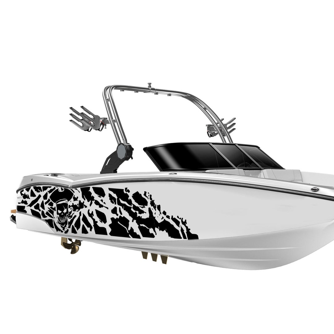 Pirate Scull Set of Boat Decals Compatible With Tow Sports Boat Lake ...