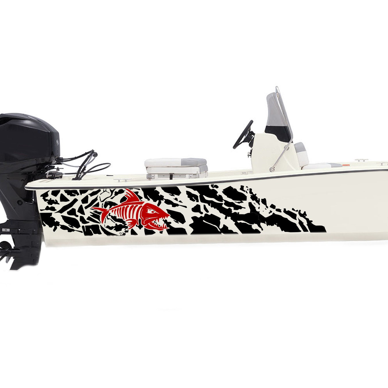 Fish Skeleton Boat Decals Kit Compatible With Skiff Boat Fish Scull ...