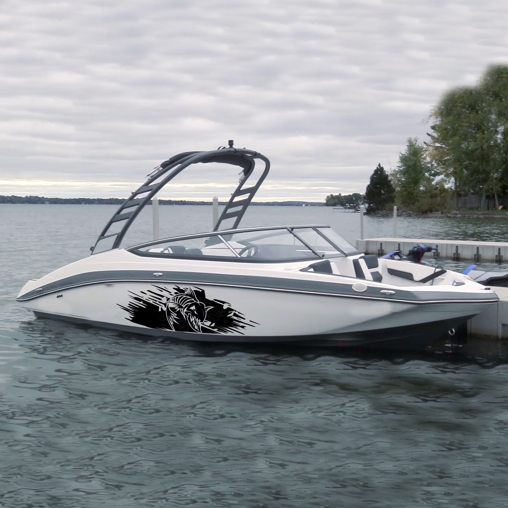 Fish Scull Boat Decals Graphic Compatible With Tow Sports Boat Sticker ...