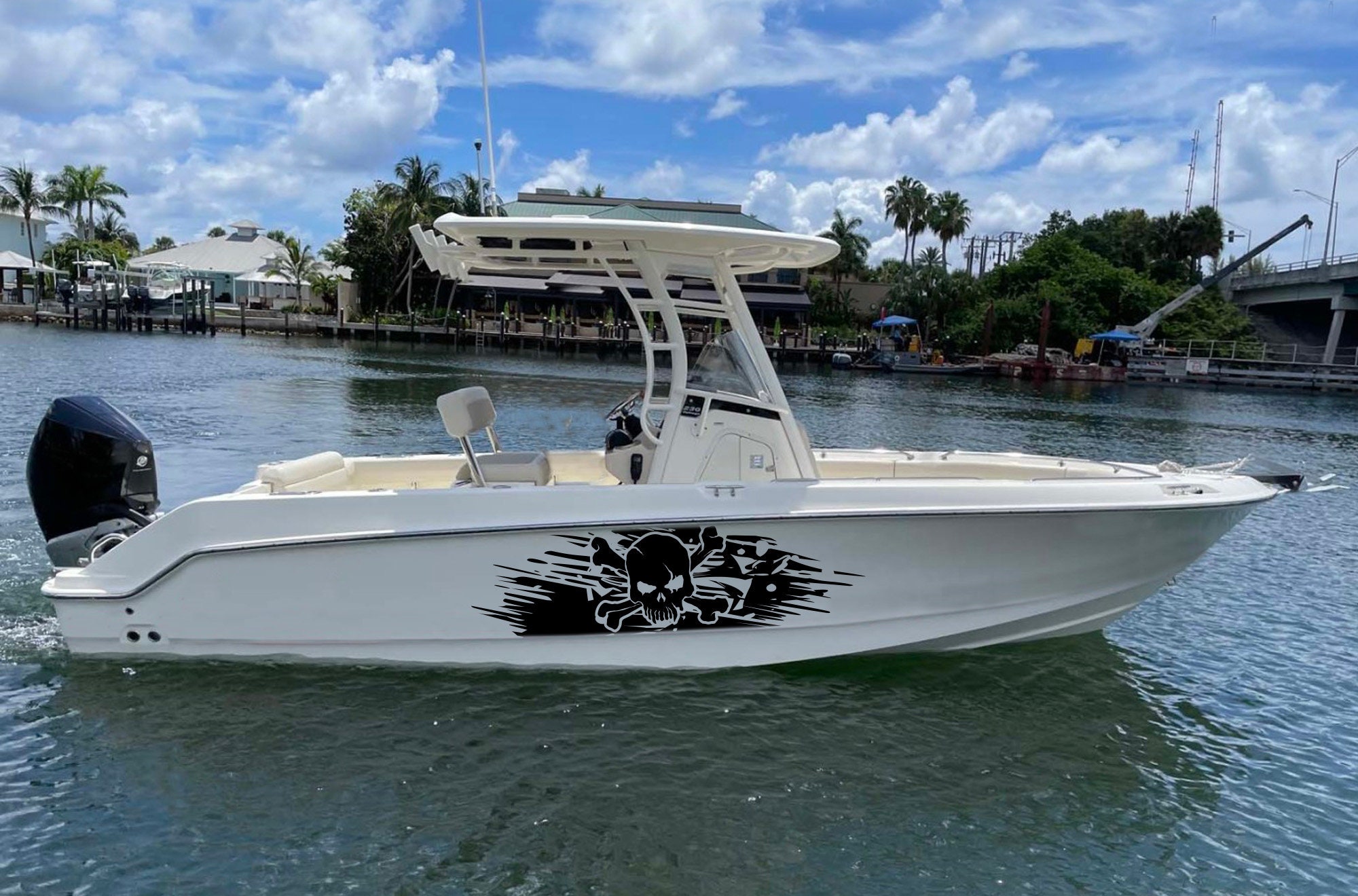 Scull Graphic Boat Sticker Decals Compatible With Boston Whaler Boat ...