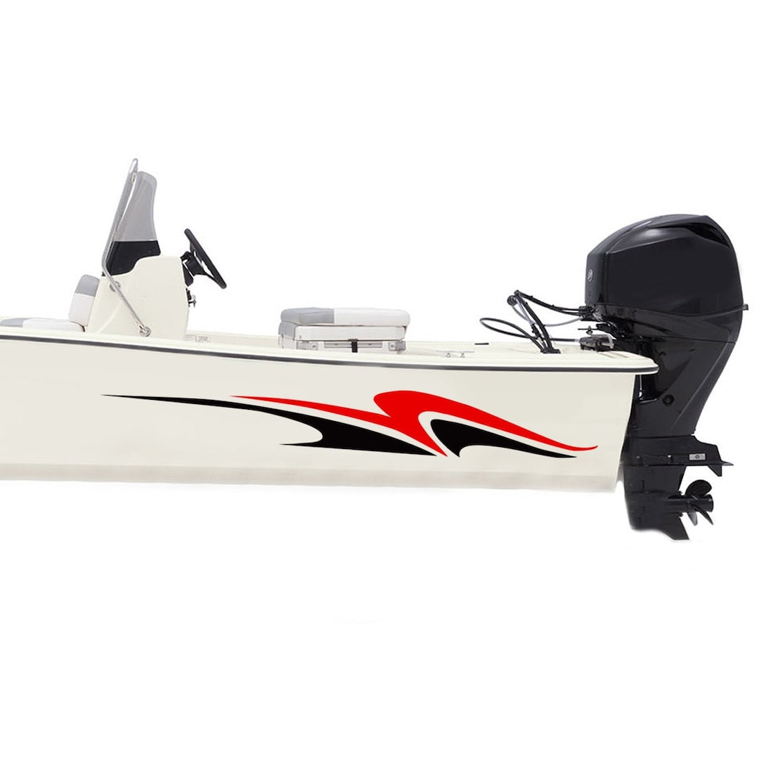 Boat Sticker Set Compatible With Skiff Boat Fishing Wavy Stripes Wave ...
