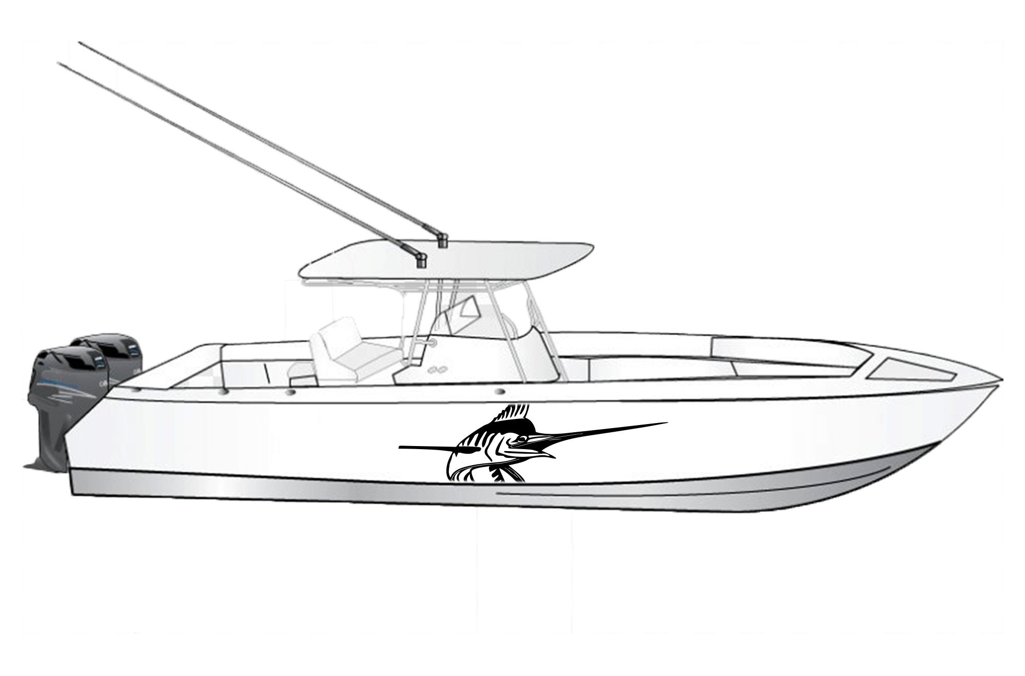 Marlin Boat Sticker Decal Compatible With Everglades Boat Fishing ...