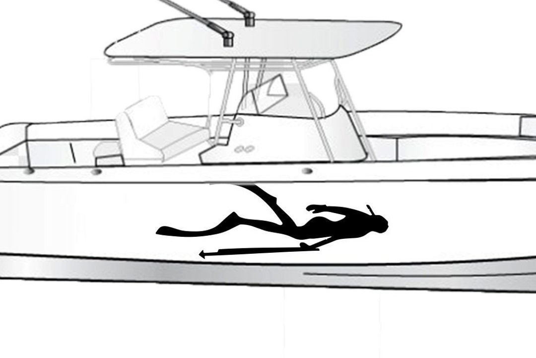 Spearfishing Diver Boat Decal Compatible With Everglades Boat Fishing ...