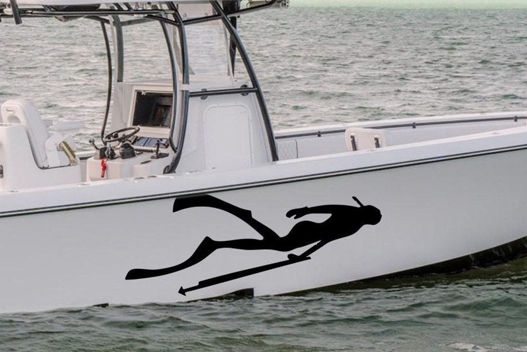 Spearfishing Diver Boat Decal Compatible With Contender Boat Fishing ...