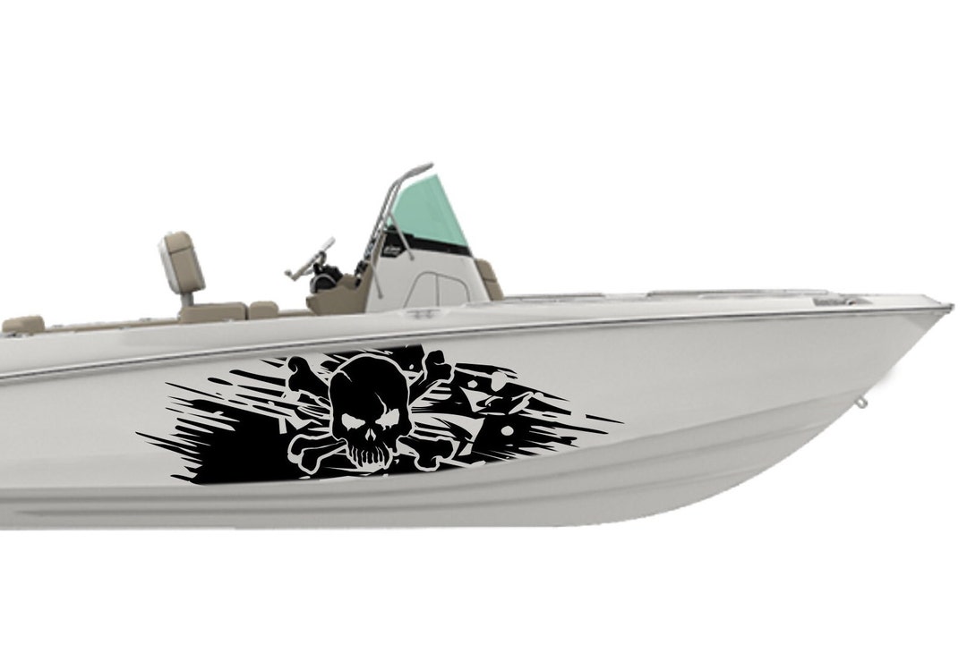 Scull Graphic Boat Sticker Decals Compatible With Boston Whaler Boat ...