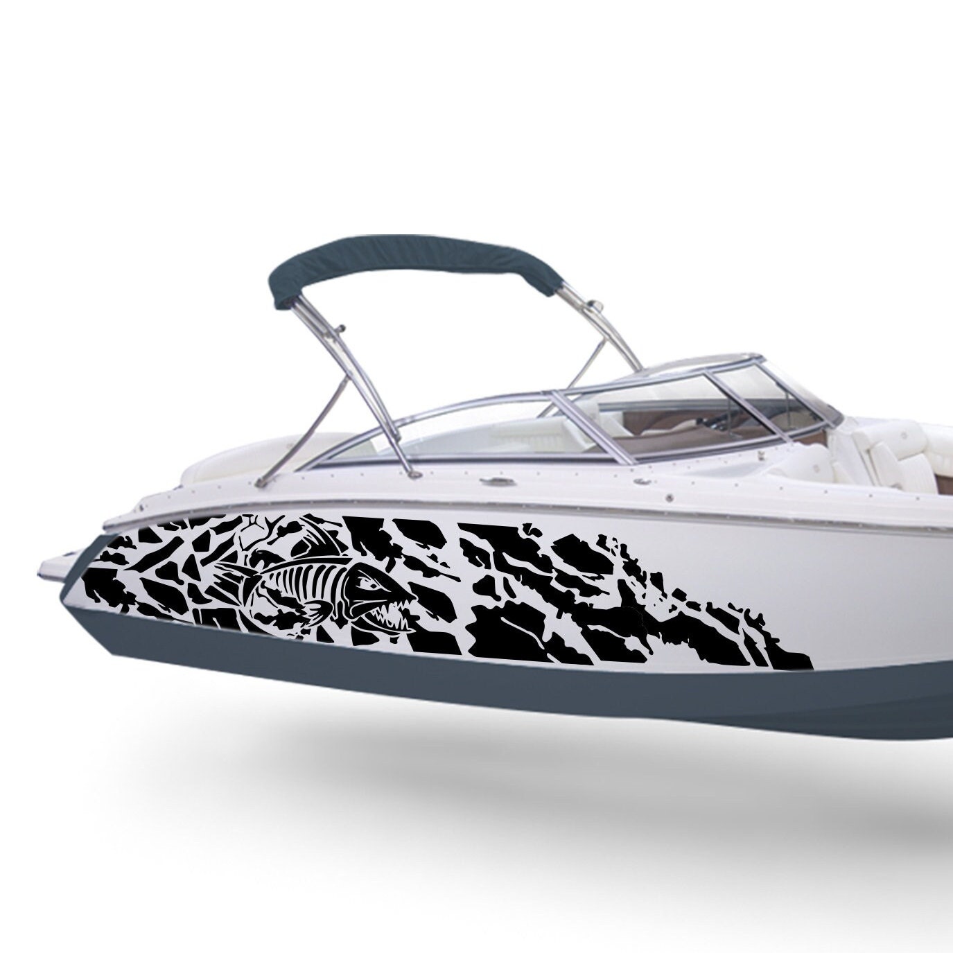 Fish Skeleton Boat Decals Kit Compatible With Bowrider Boat Fish Scull ...