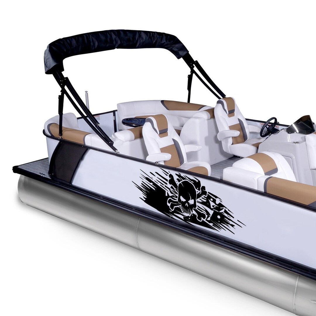 Scull Graphic Boat Sticker Decals Compatible With Pontoon Boat Fishing ...