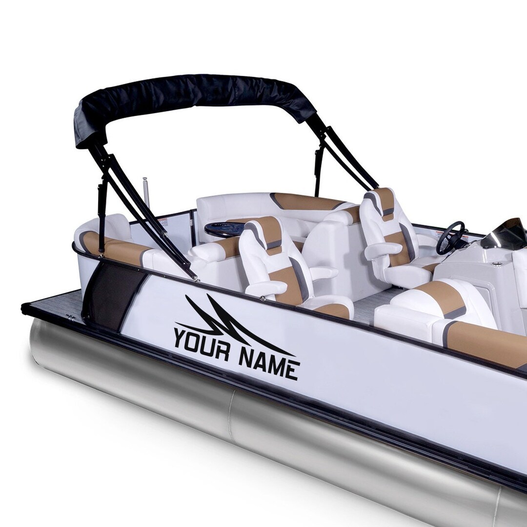Wavy Custom Name Decal Compatible With Pontoon Boat Sticker Vinyl Name ...