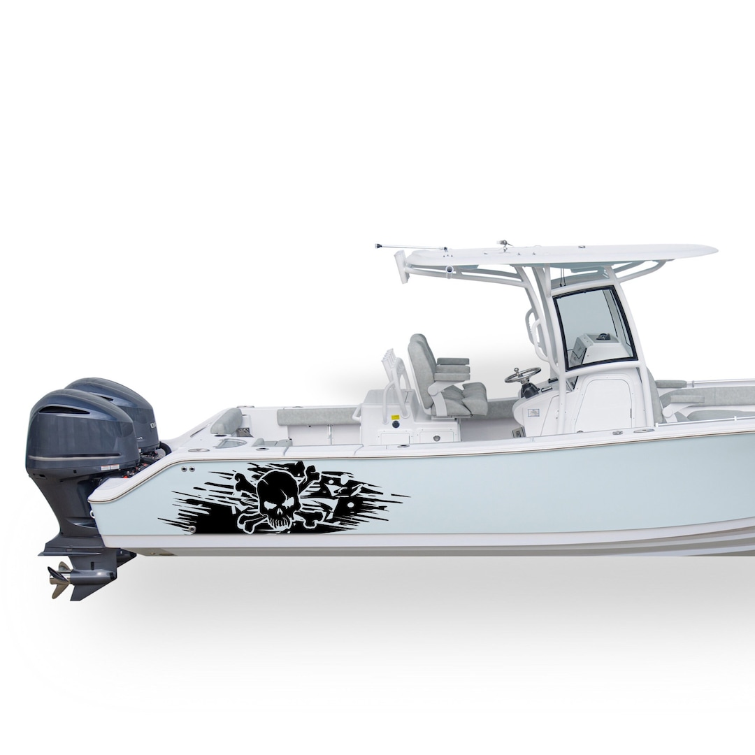 Scull Graphic Boat Sticker Decals Compatible With Center Console Boat ...