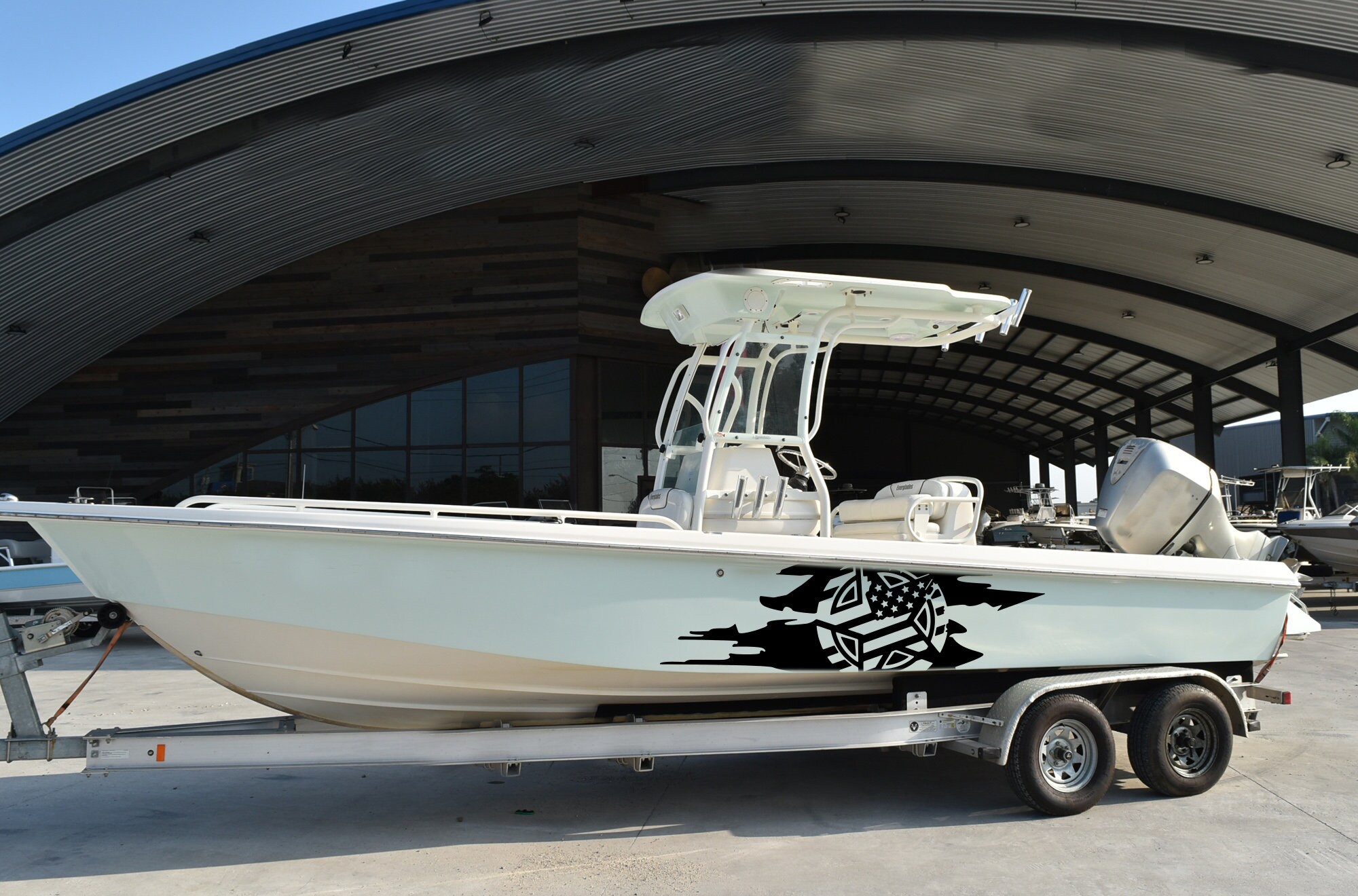 American Flag Boat Decal Compatible With Everglades Boat US Star ...