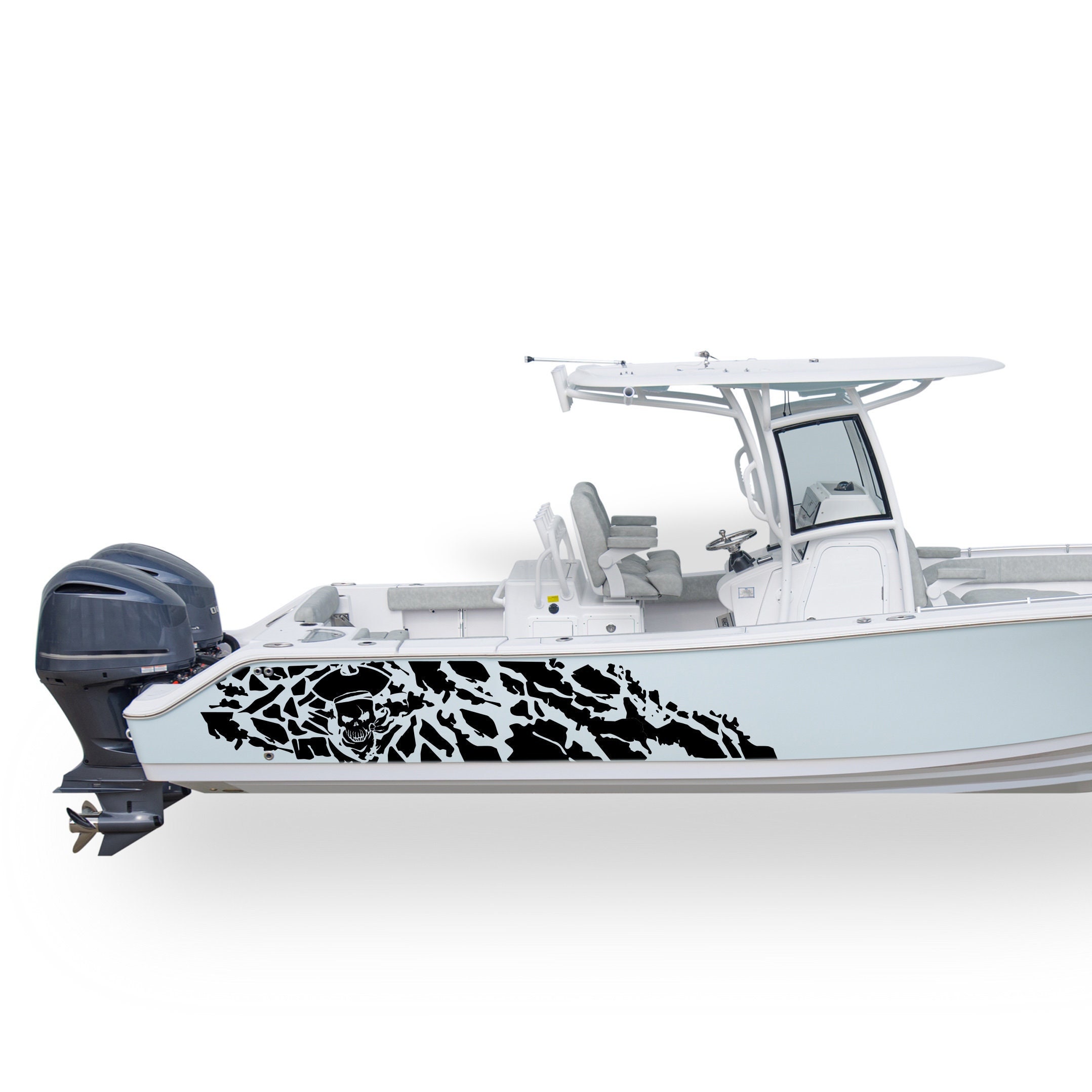 Pirate Scull Set of Boat Decals Compatible With Center Console Boat ...