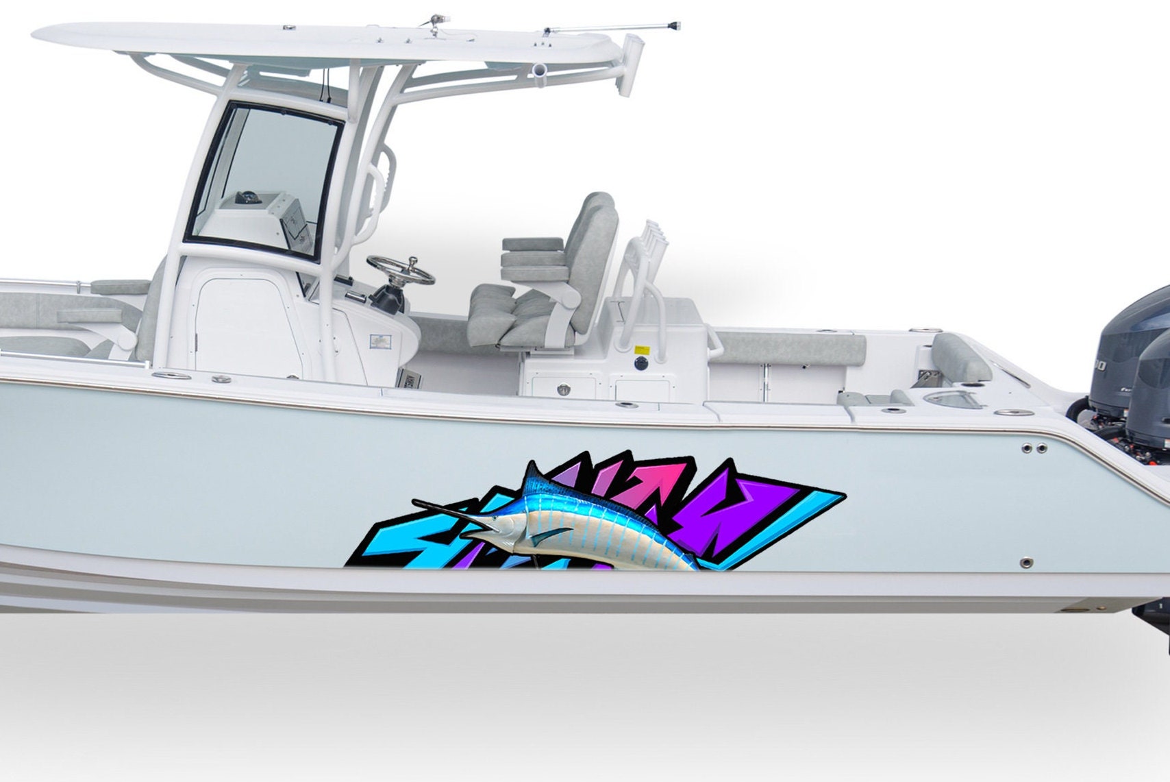 Marlin Boat Decal Compatible With Center Console Boat Sticker - Etsy
