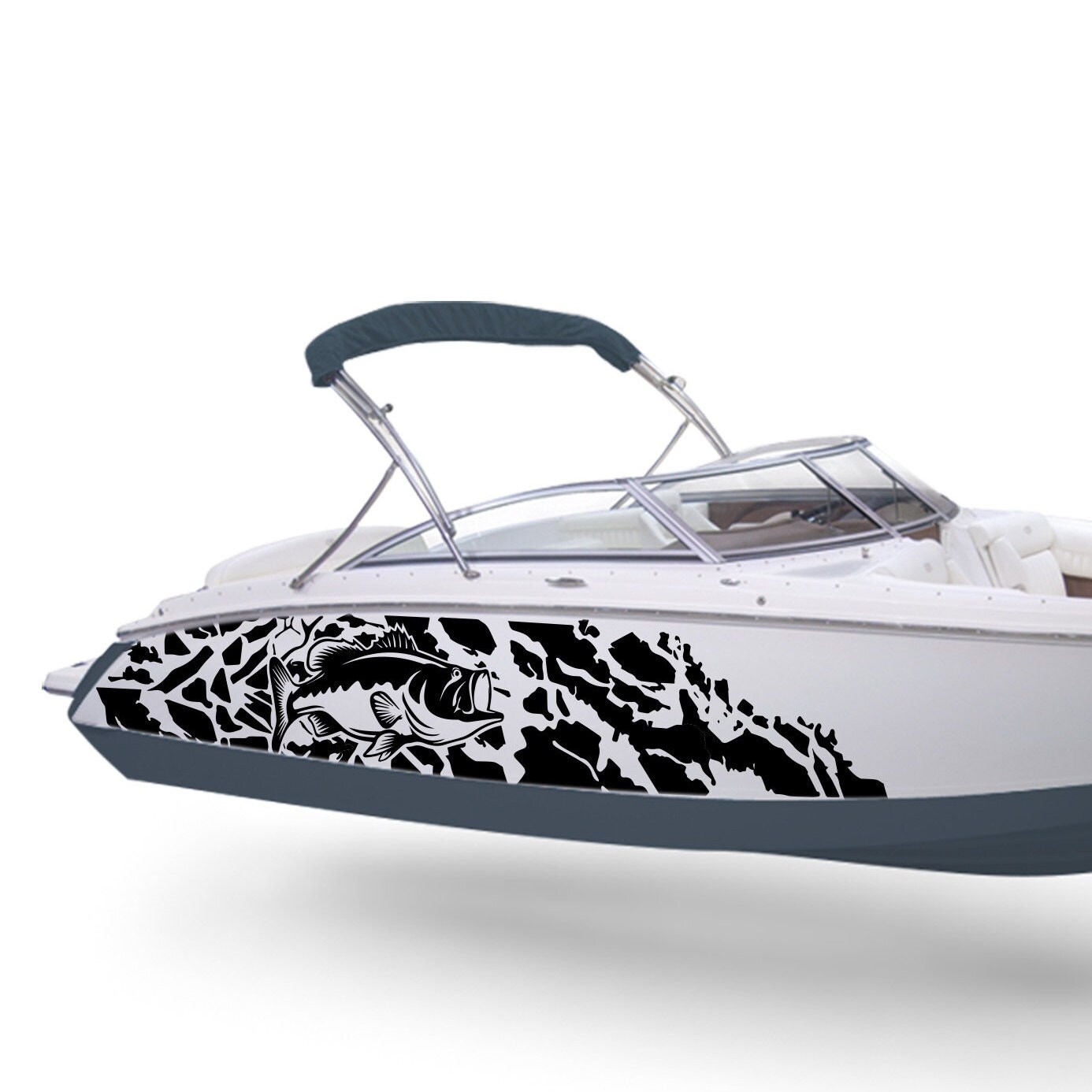 Large Mouth Bass Graphic Boat Sticker Compatible With Bowrider Boat ...