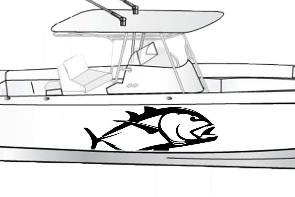 Giant Trevally Fish Boat Sticker Decal Compatible With Everglades Boat ...