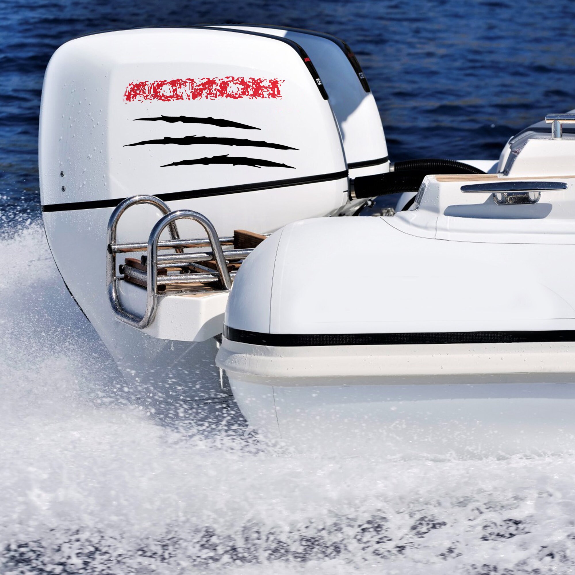 Pair of Boat Engine Decals Monster Compatible With Honda Outboard ...